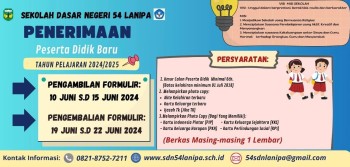 PENERIMAAN PESERTA DIDIK BARU | SDN 54 LANIPA